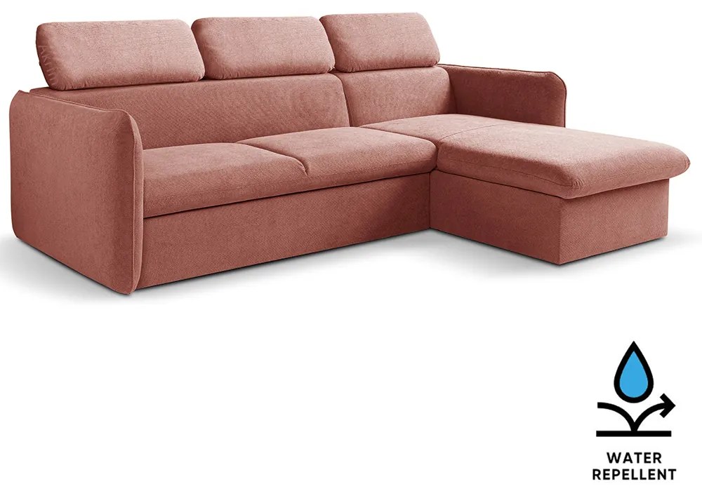Malá sedací souprava SLIM | 235x179 cm | PRAVÁ | 63 tmavě starorůžová | rozkládací + úložný prostor