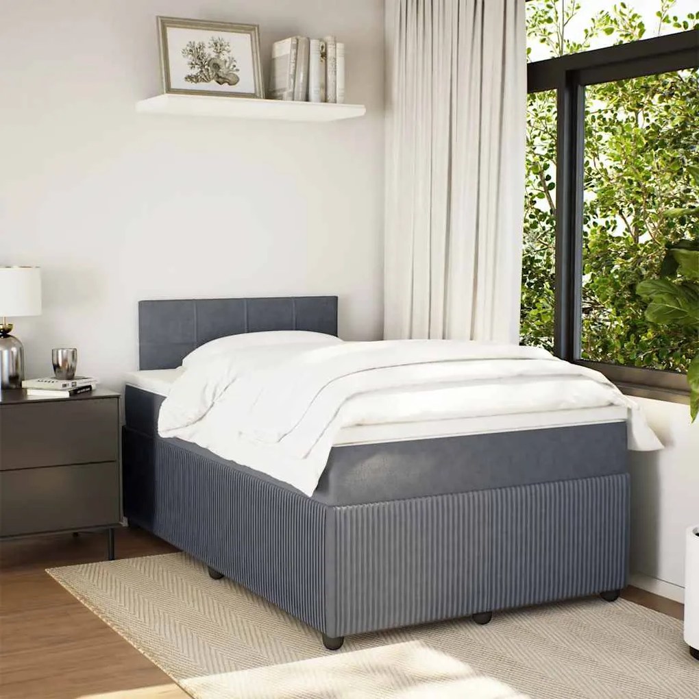 Box spring postel s matrací tmavě šedá 120 x 200 cm samet 3290011