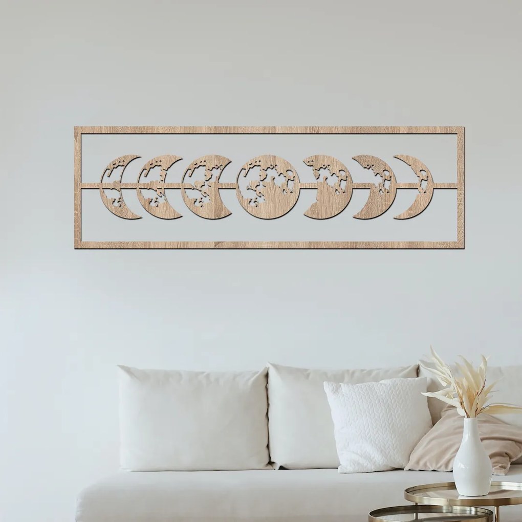 dřevo života Dřevěný obraz Fáze měsíce Zvolte rozměr (cm): 95x30, Zvolte barvu dekoru: Wenge