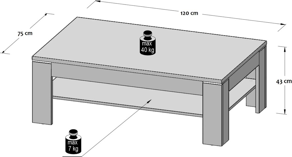 Sconto Konferenční stolek DURO pinie bílá/dub antik