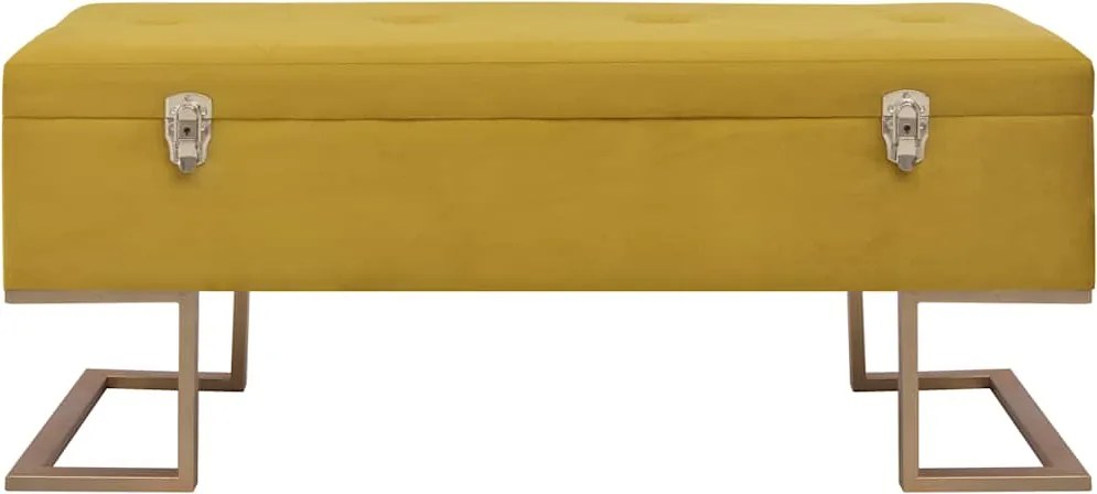 Lavice s úložným prostorem 105 cm hořčicová samet 247571