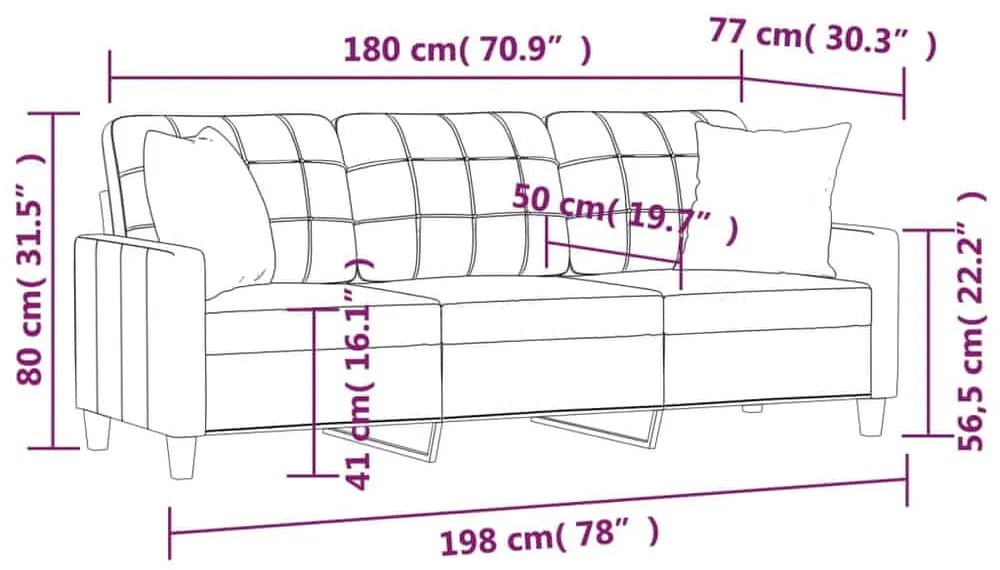 Petromila 3místná pohovka s polštáři vínová 180 cm umělá kůže