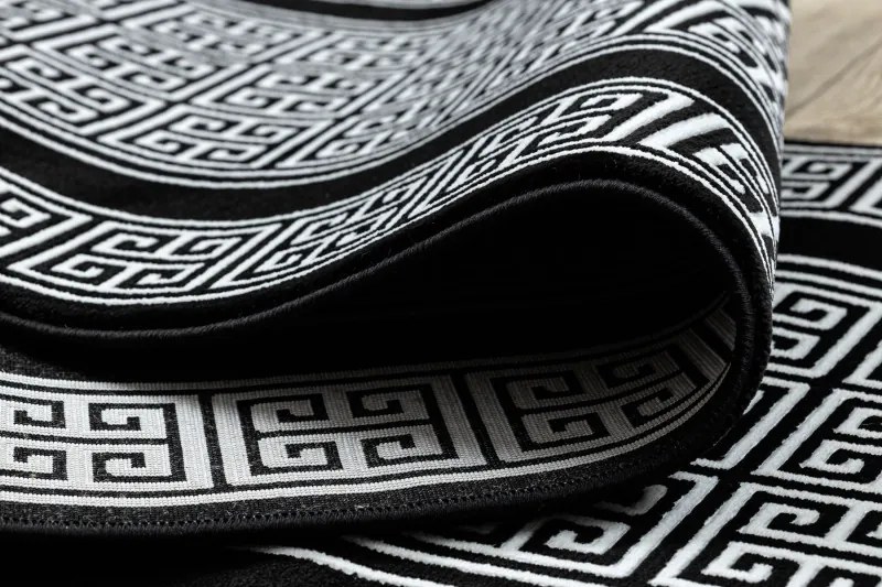 Dywany Łuszczów, Běhoun Gloss 6776 85 greek black/ivory, 80x200, černobílá, ložnice