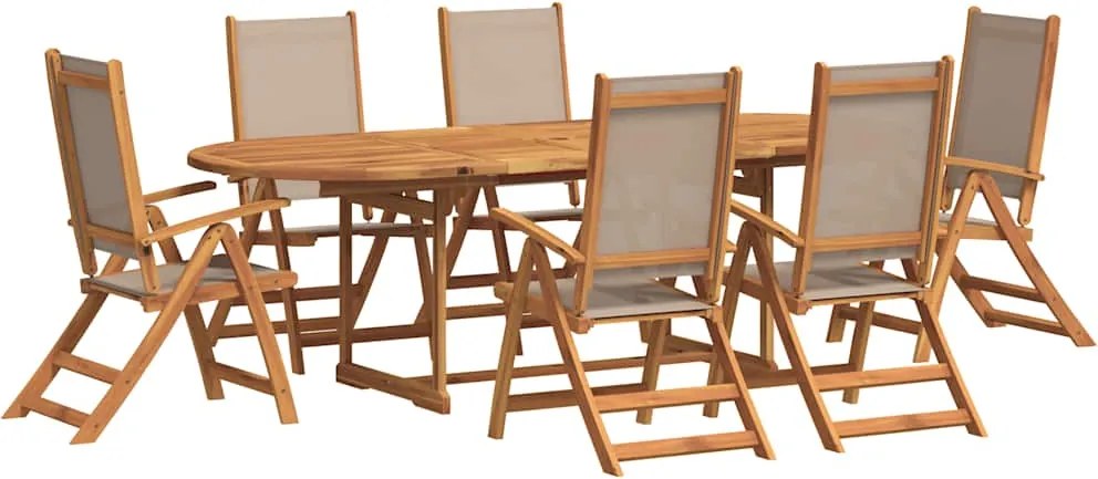 7dílný zahradní jídelní set masivní akáciové dřevo a textilen 3279318