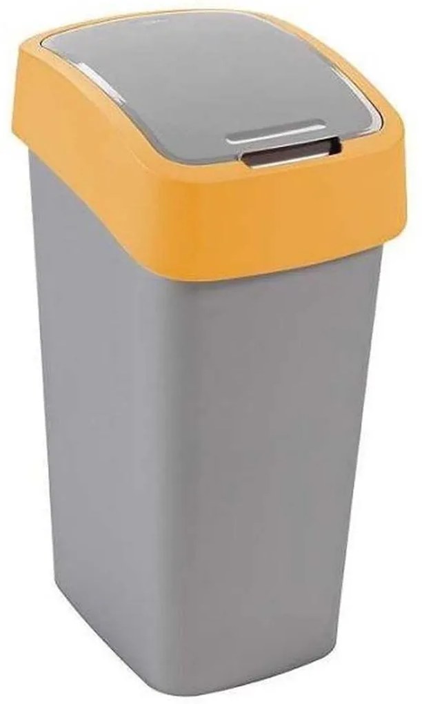 CURVER FLIP BIN 45L Odpadkový koš 65,3 x 29,4 x 37,6 cm stříbrná/žlutá 02172-535