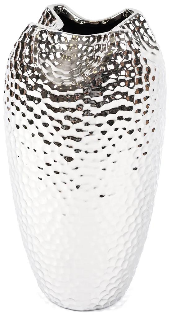 Keramická váza Silver dots stříbrná, 29 cm