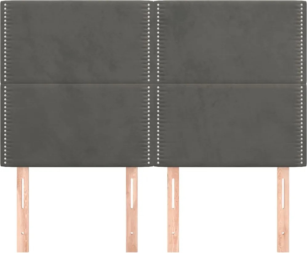 Čelo postele tmavě šedé 144x5x118/128 cm sametové 3116241