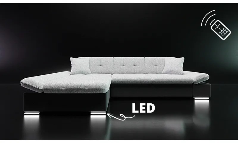Rohová sedačka Laviva LED, Potah: ekokůže Soft 011 (černá) + Bristol 2460, Strana: levá