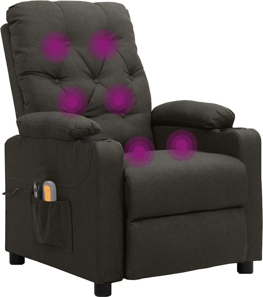 Elektrické masážní křeslo taupe textil 3098859