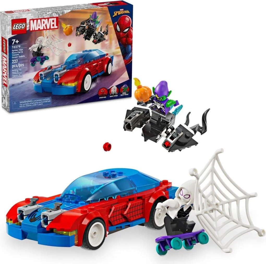Lego stavebnice lego marvel 76279 spider-manovo závodní auto a venom zelený goblin