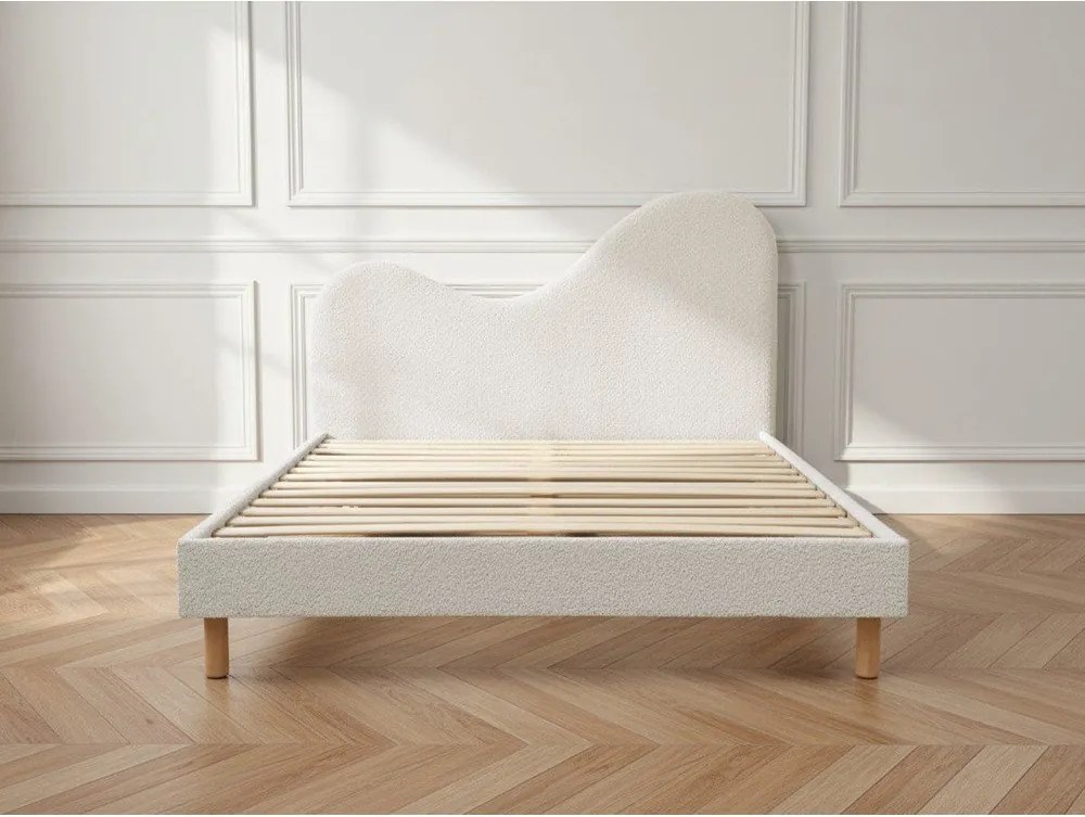 Bílá čalouněná čalouněná dvoulůžková postel s roštem 180x200 cm Celina – Bobochic Paris