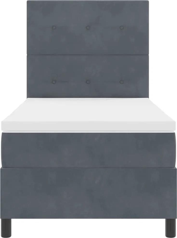 Postel s boxspringem s čelo Tmavě šedá 100 x 200 cm samet 3339813