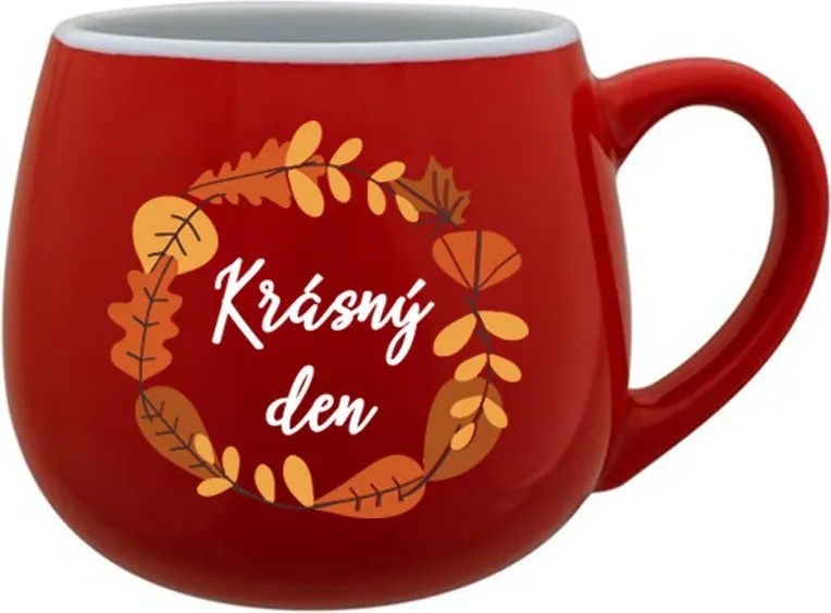 KRÁSNÝ DEN (PODZIM) - červený keramický hrníček 300 ml