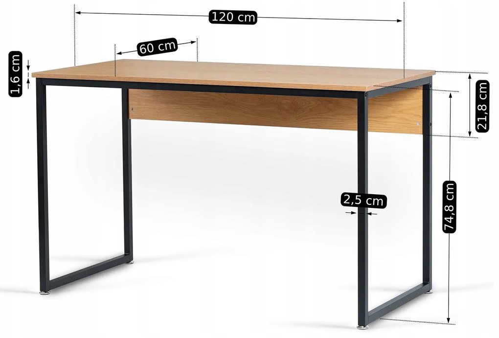 Psací stůl Ross 120 cm dub zlatý/černý