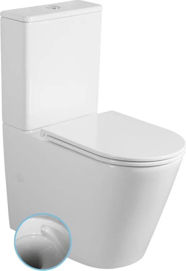 Sapho Sapho, DARIO RIMLESS WC kombi mísa s nádržkou, spodní/zadní odpad, bílá, PC106V