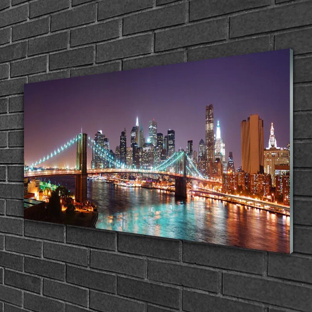 Obraz na skle Most Město Architektura 100x50 cm