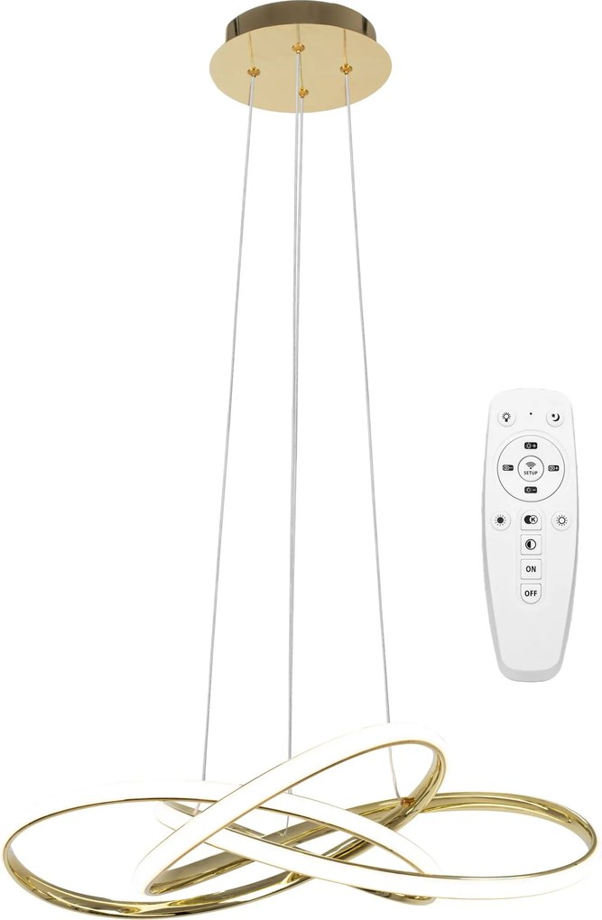 Toolight Toolight, LED zásvěsné svítidlo 60x60 40W APP815-CP + dálkové ovládání, bílá-zlatá, OSW-04026