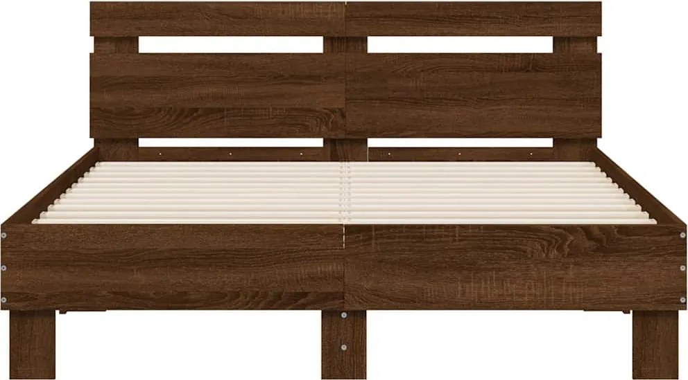 Rám postele s čelem a LED osvětlením hnědý dub 120 x 200 cm 3207559