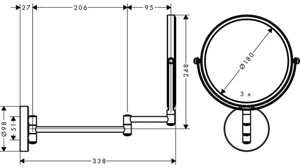 Hansgrohe Logis Universal Kosmetické zrcátko chrom 73561000