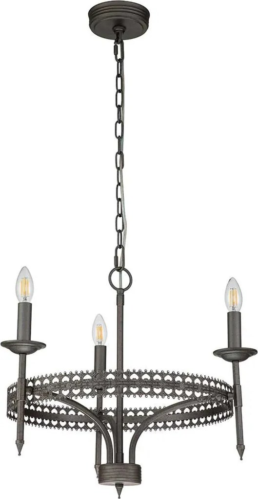 Elstead CROWN 3 kovový Farmhouse lustr 56 cm rezavý kov 3xE14