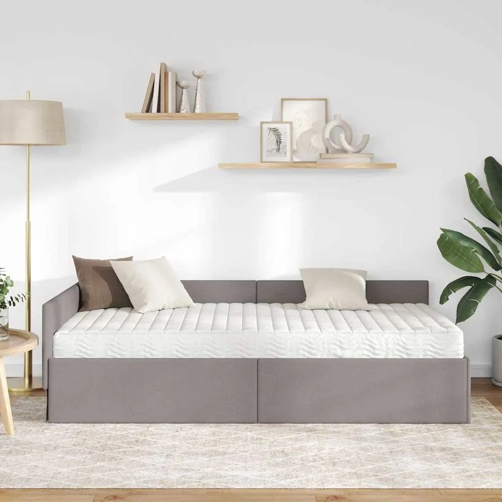 Rohový rám postele s matrací Jiný s čelo 2 ks Taupe textil 3393602