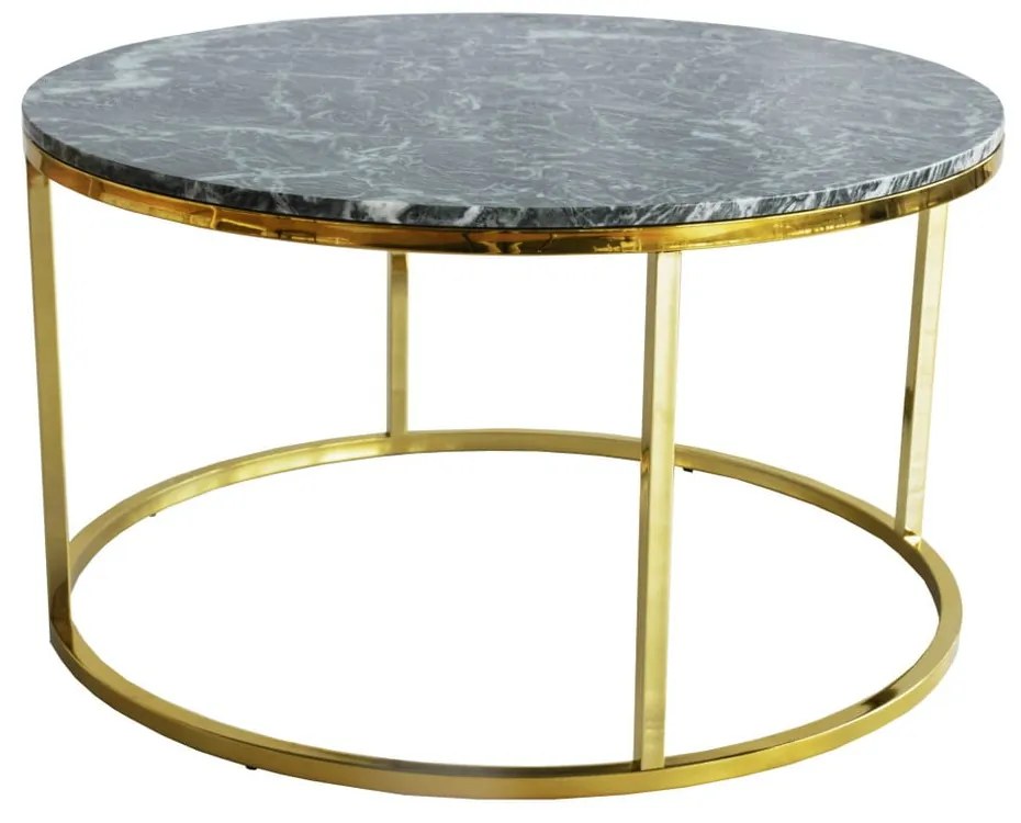 BonamiZelený mramorový konferenční stolek s podnožím ve zlaté barvě RGE Accent, ⌀ 85 cm