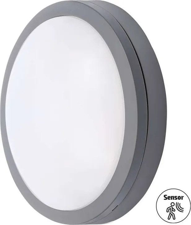 LED venkovní světlo WO781 Siena se senzorem - kruh 23 cm, šedá
