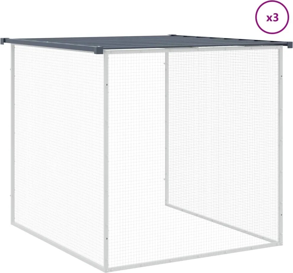 Klec pro kuřata se střechou antracitová 403 x 98 x 90 cm ocel 3189050