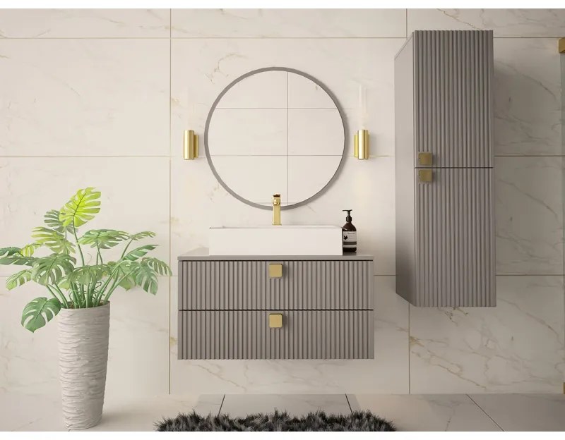 Koupelnový nábytek Petralio III, Sifon k umyvadlu: ne, Umyvadlo: ano, Barva:: šedá