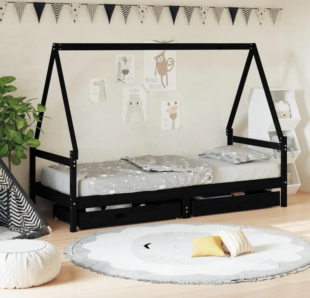 vidaXL Dětská postel se zásuvkami 90x200 cm masivní borové dřevo [834470] Barva: Přírodní