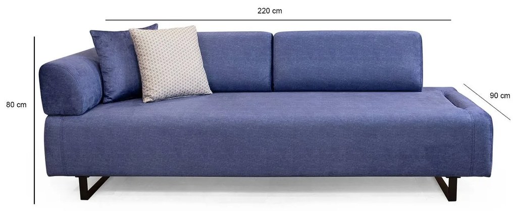 Rozkládací sedačka s odkládacím stolkem Vinaya 220 cm modrá
