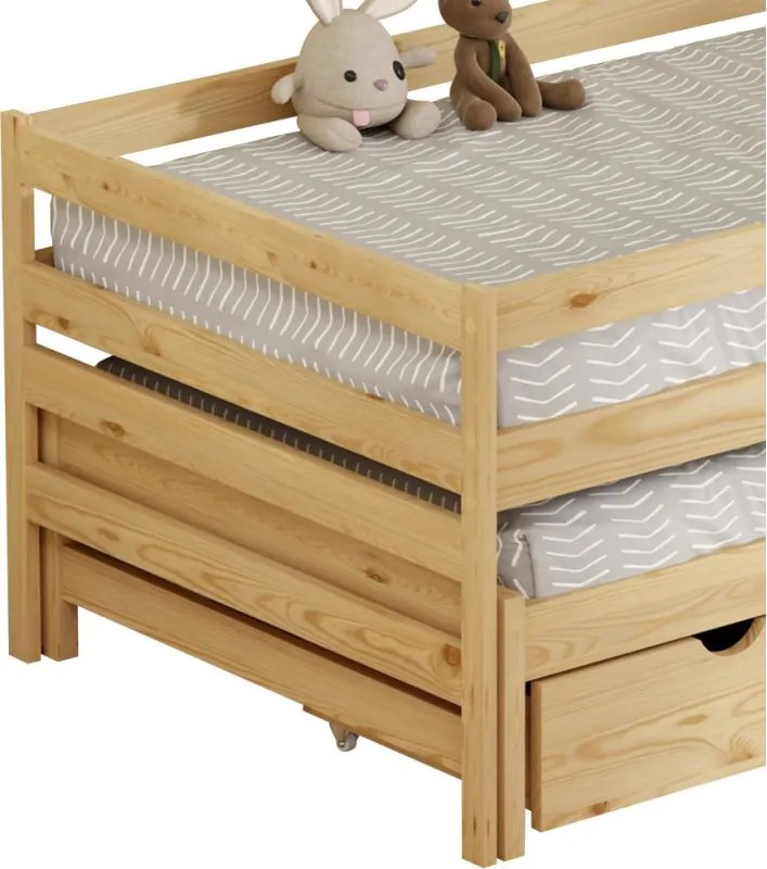 Postel s přistýlkou a úložným prostorem, 90x200, přírodní, ELARA Kondela 0000412691
