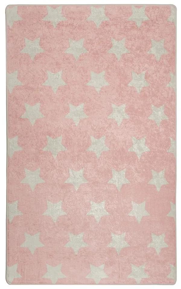 Růžový dětský protiskluzový koberec Conceptum Hypnose Stars, 140 x 190 cm