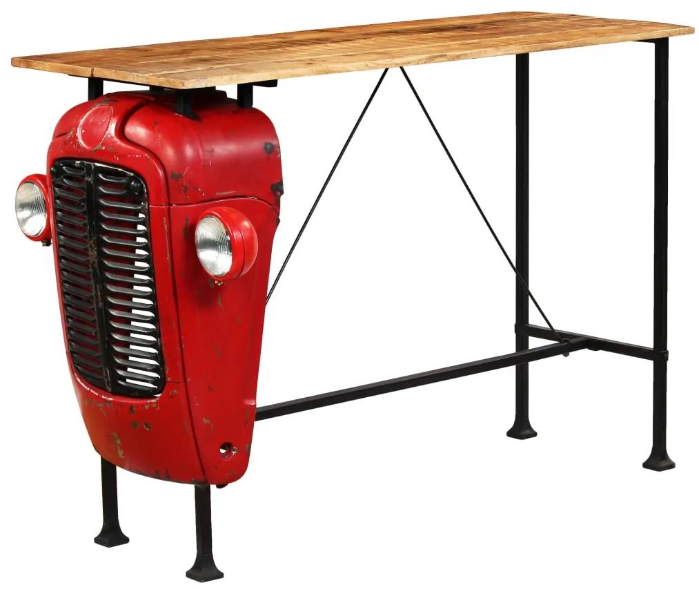 246237 vidaXL Barový stůl traktor z mangovníkového dřeva červený 60x150x107cm