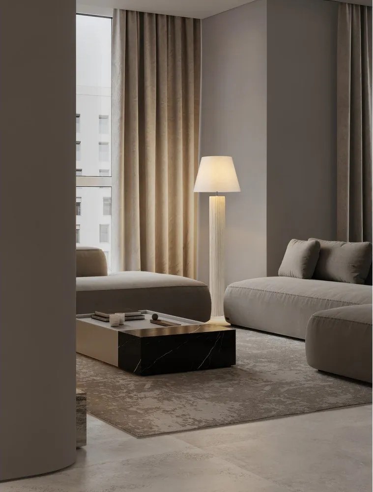 Bílá/krémová kamenná stojací lampa (výška 150 cm) Bacoo – Nova Luce