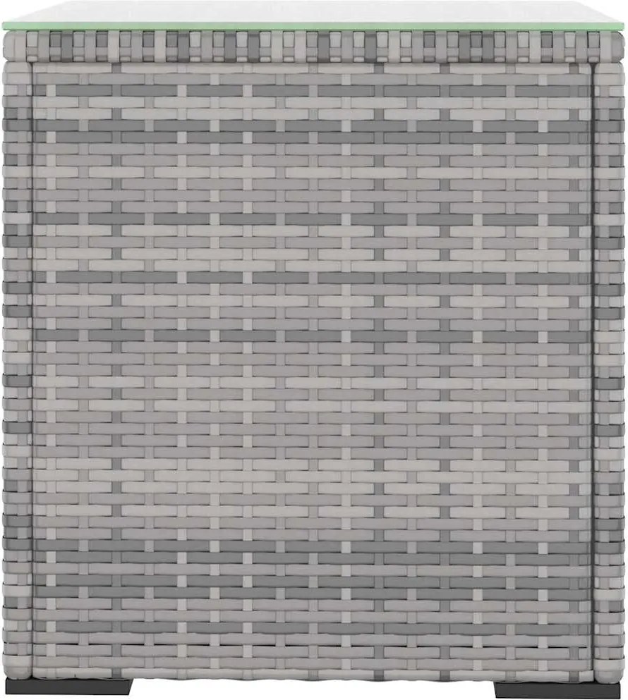 Odkládací stolek šedý 40 x 37 x 40,5 polyratan a tvrzené sklo 319389