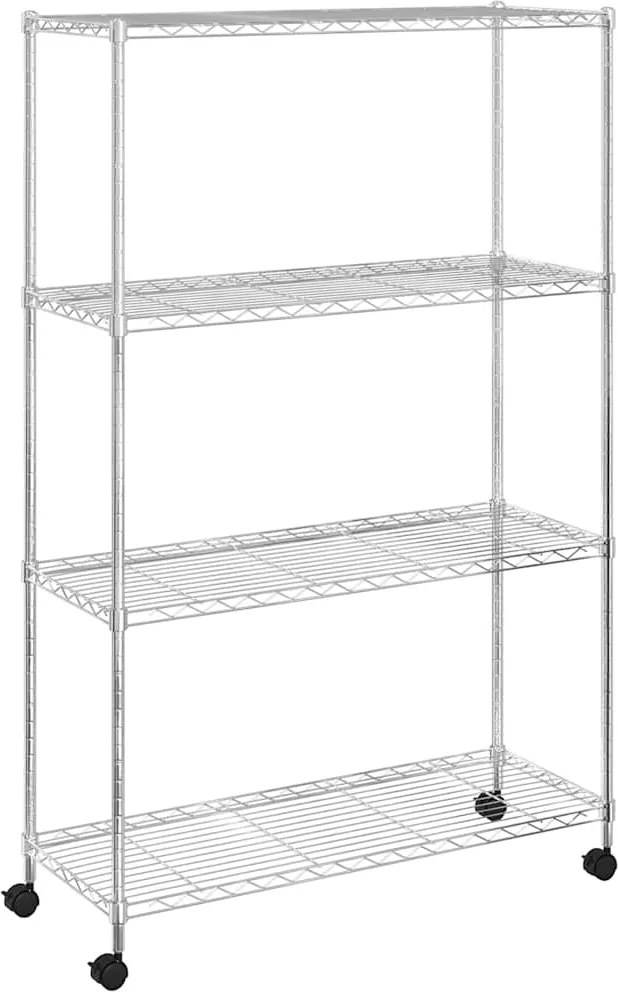 4patrový úložný regál na kolečkách 90x35x142 cm chrom 200 kg 324627