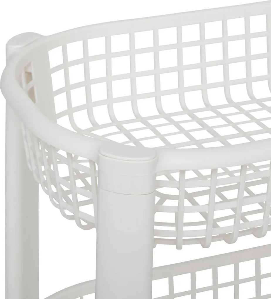 Kuchyňský vozík na kolečkách BASKET, plastový, 46,5 x 25,5 x 79 cm, bílá