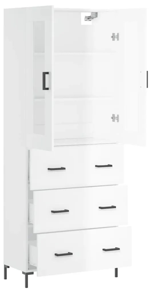 Skříň highboard lesklá bílá 69,5 x 34 x 180 cm kompozitní dřevo - Default Title