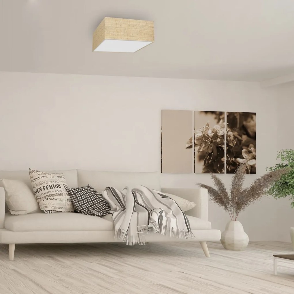 Stropní svítidlo Marshall Square, 1x ratanové stínítko, (bílé plexisklo), (50 cm)