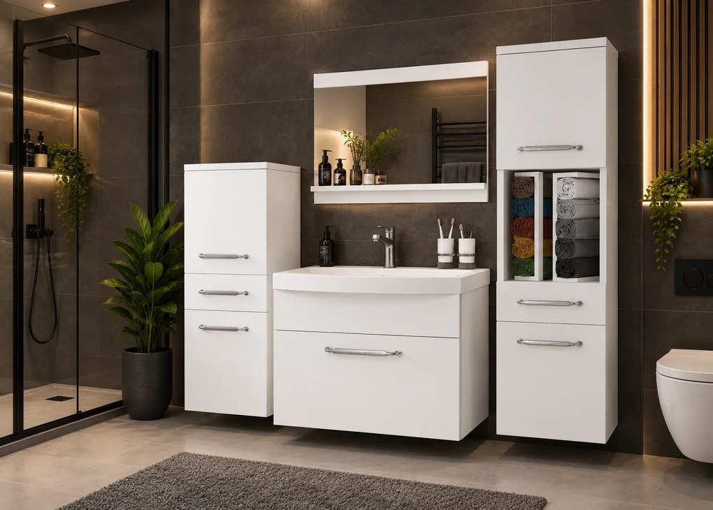 Koupelnový nábytek skříňky s umyvadlem a zrcadlem bílá matná  ROD PRIMO M 5/0/W/W/0/ZINC