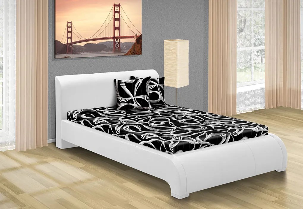 Nabytekmorava Luxusní postel Seina 120x200 cmbez matrace, Barva postele: eko bílá, Úložný prostor: bez úložného prostoru
