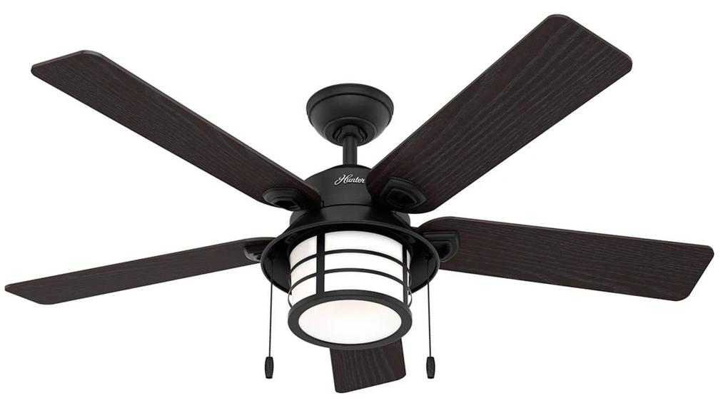 Hunter Santorini ventilátor světlo, dřevo/černá