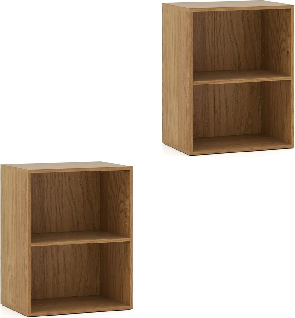 Costway Sada 2 dvoupatrových knihoven 42 cm, přírodní