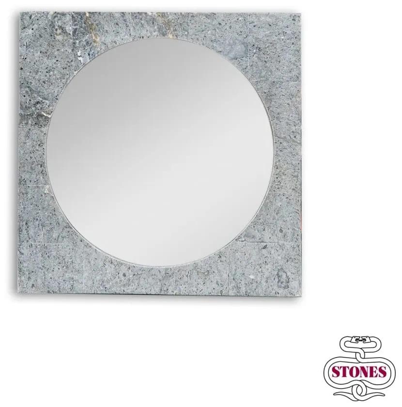 Stones Zrcadlo SQUARE FOSSIL 30x30x3,5cm,šedé