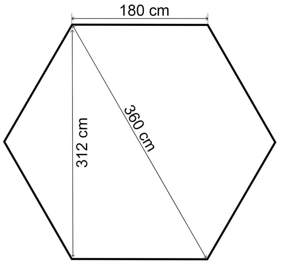 Zahradní altán se závěsy šestiúhelníkový 360 x 265 cm,  43166