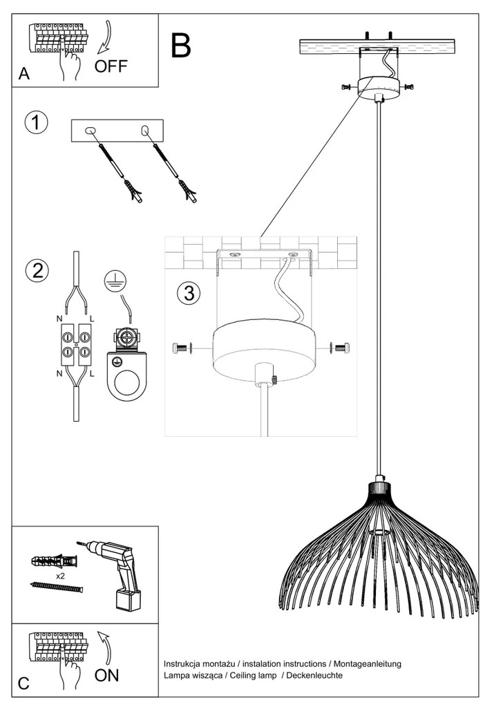 Závěsné svítidlo Umb, 1x bílé drátěné stínítko