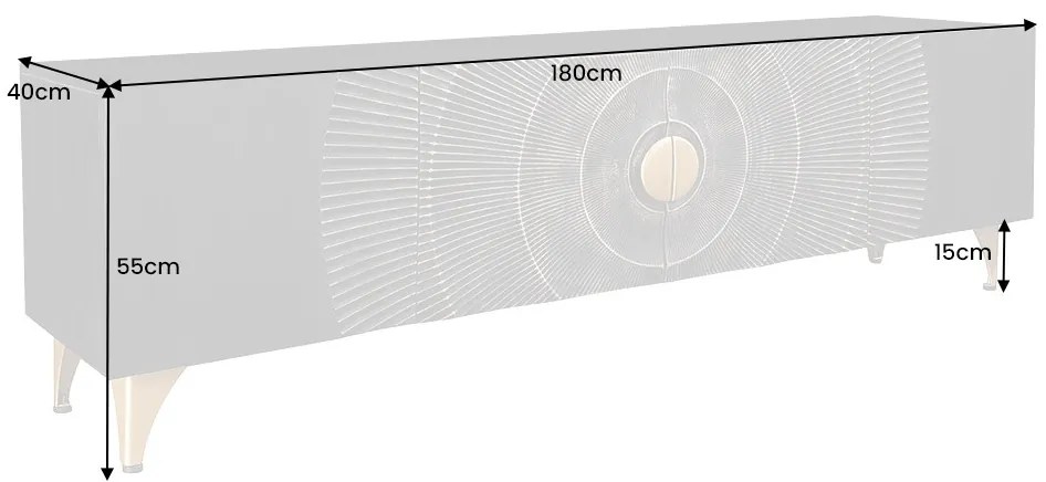 Designový TV stolek Venetia 180 cm černo-zlatý