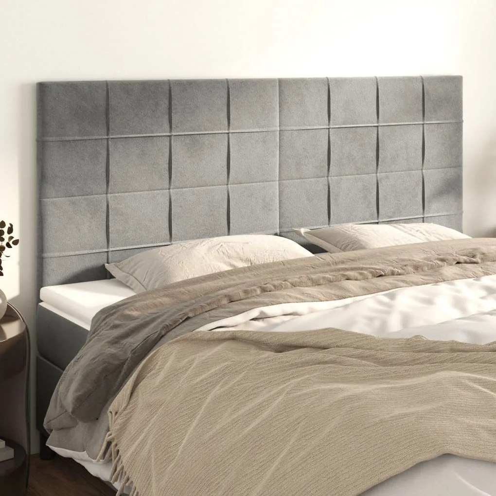 Čelo postele světle šedé 160x5x118/128 cm sametové 3116386