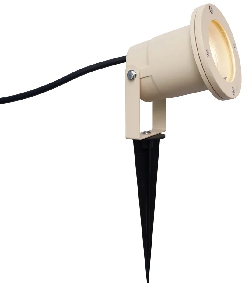 Bodové světlo se zemním hrotem béžové GU10 50mm nastavitelné IP65 vč. kabelu a zástrčky - Basic